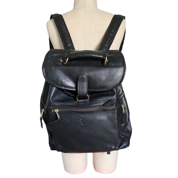 Frye | Bags | Frye Vintage Black Leather Backpack School Travel Work ...